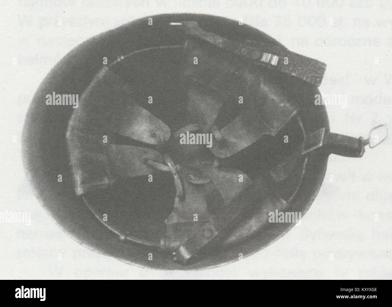 Photograph of the Polish helmet model wz. 31 with chinstrap, displaying ...