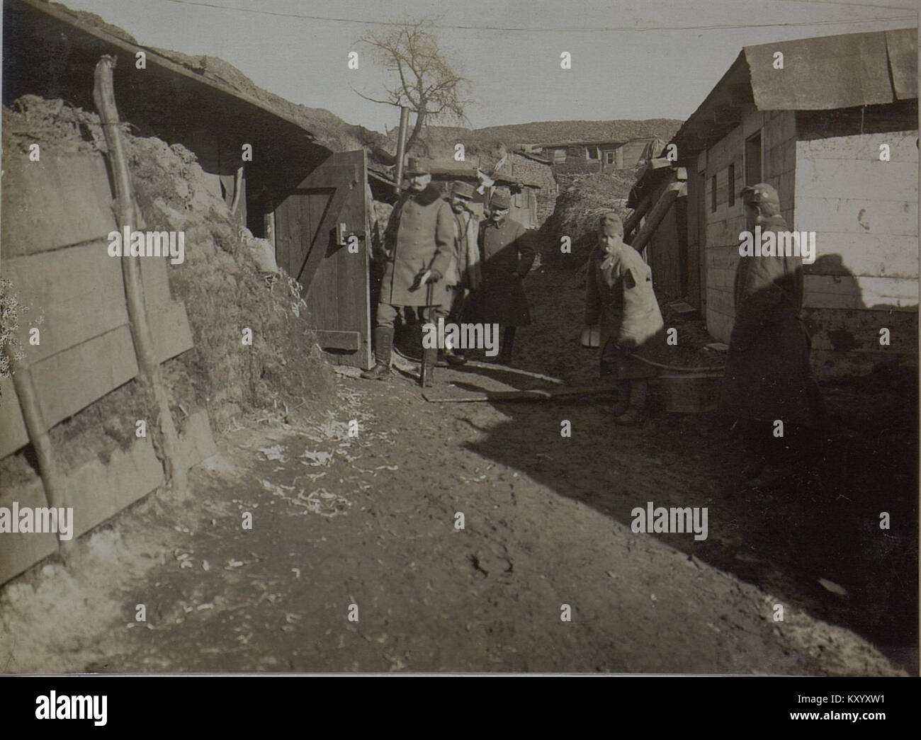 This historical image shows a military aid station at the Cavalry ...