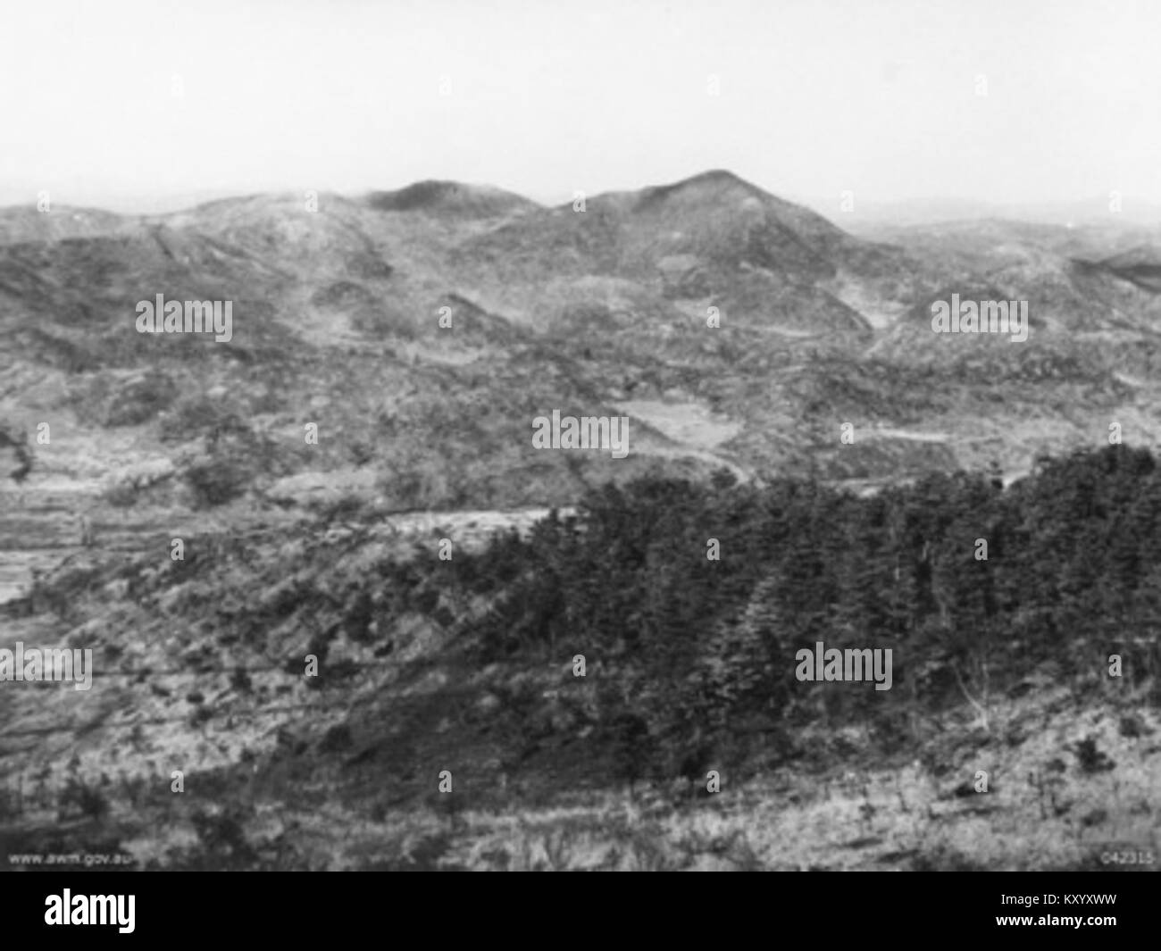 A photograph from the Battle of Hill 317, Korea, in 1952, documenting ...