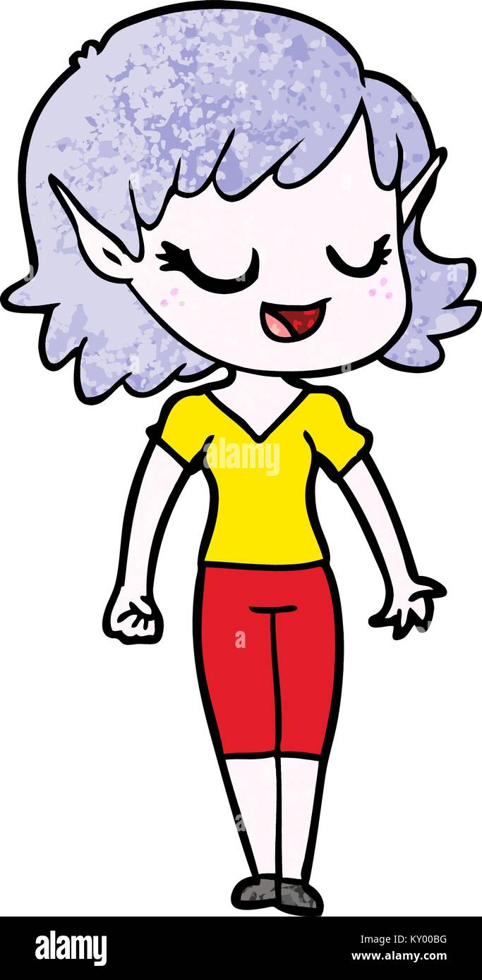 happy cartoon elf girl Stock Vector Image & Art - Alamy