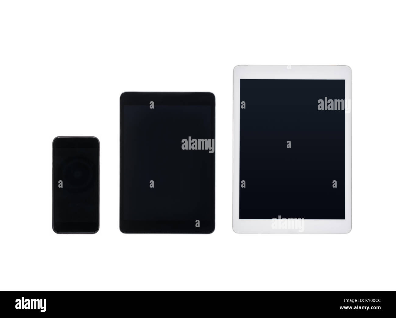 set of digital tablets and smartphone mock up isolated on white Stock ...