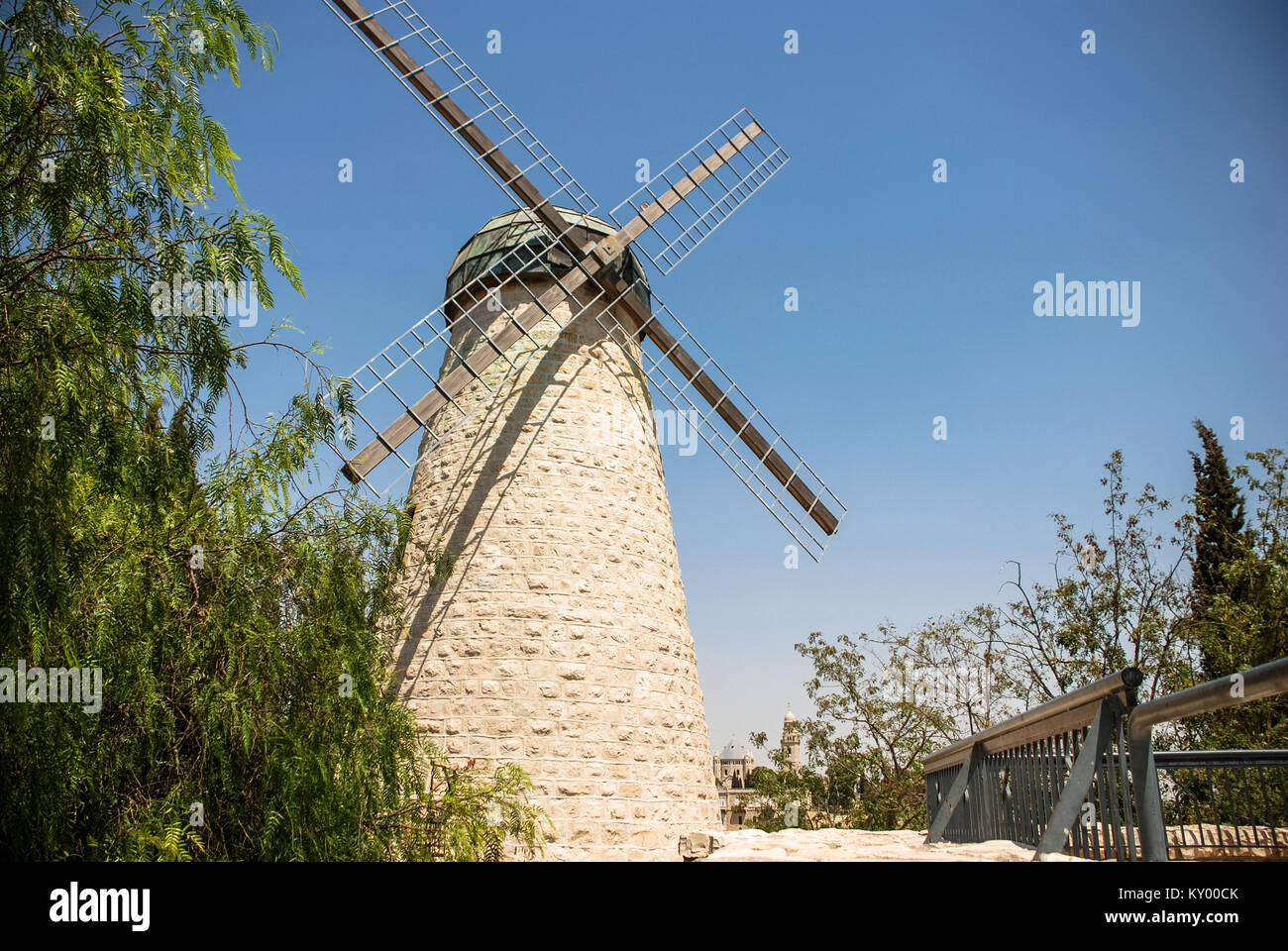 Horizontal picture of Old Moses Montefiore windmill in holy city of ...