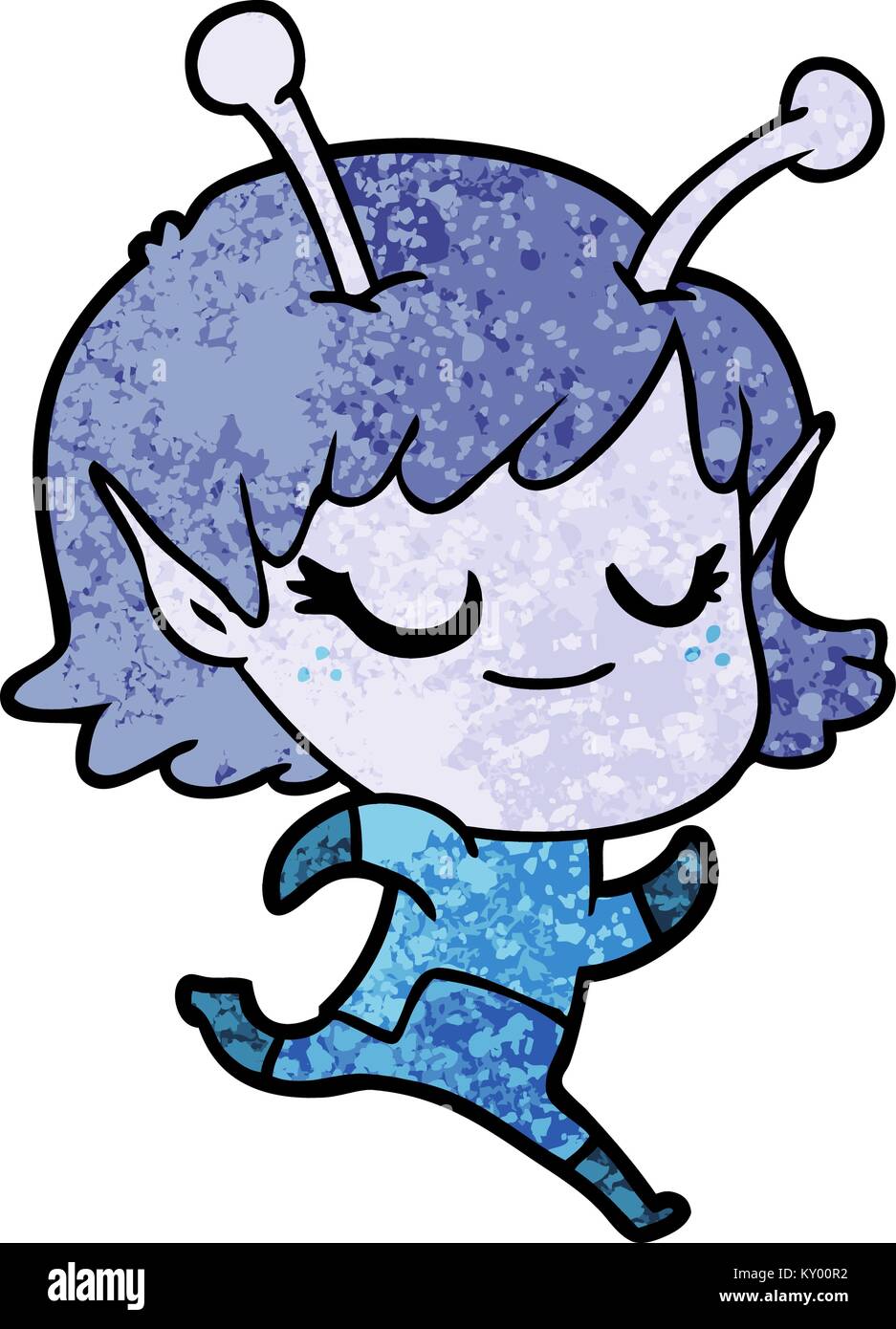 smiling alien girl cartoon running Stock Vector Image & Art - Alamy