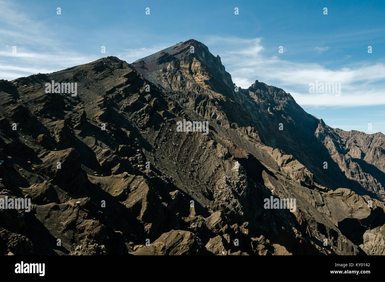 Summit of Mount. Rinjani, second highest volcano in Indonesia. The ...