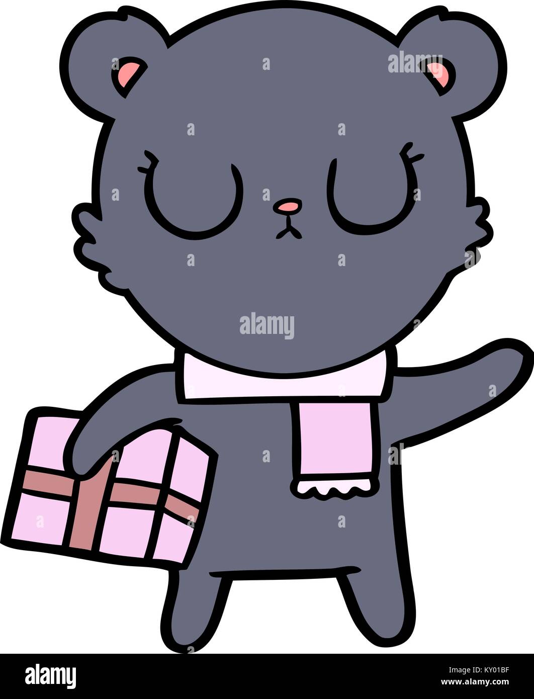 bear cartoon character with present Stock Vector Image & Art - Alamy