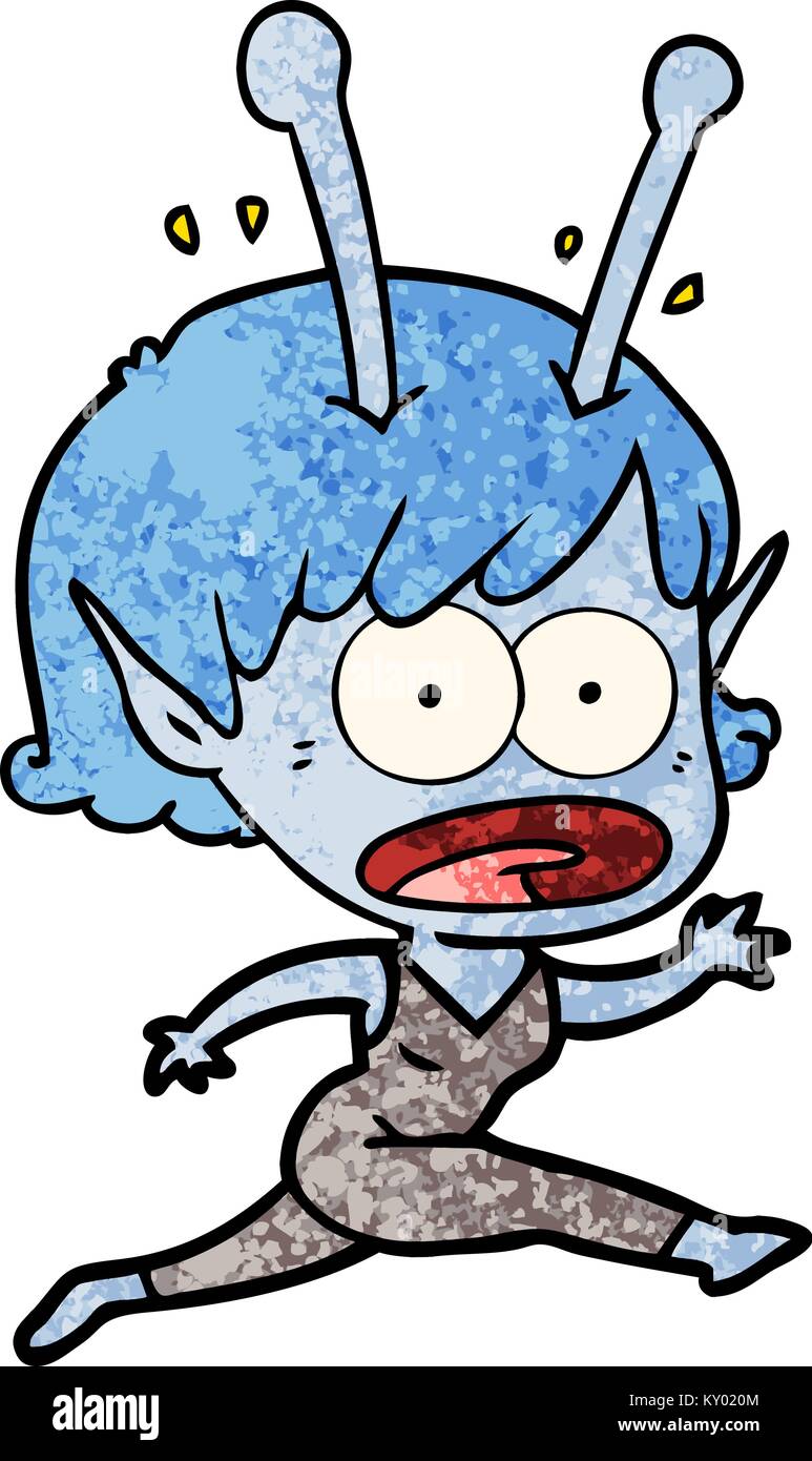 cartoon shocked alien girl Stock Vector Image & Art - Alamy
