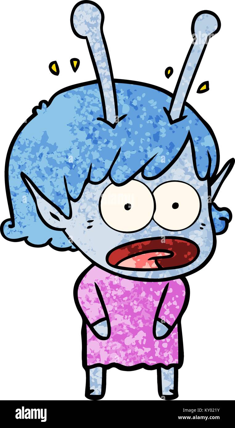 cartoon shocked alien girl Stock Vector Image & Art - Alamy