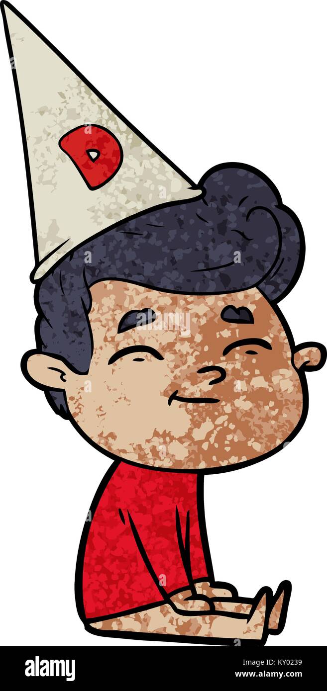 happy cartoon man sitting with dunce cap on head Stock Vector Image ...