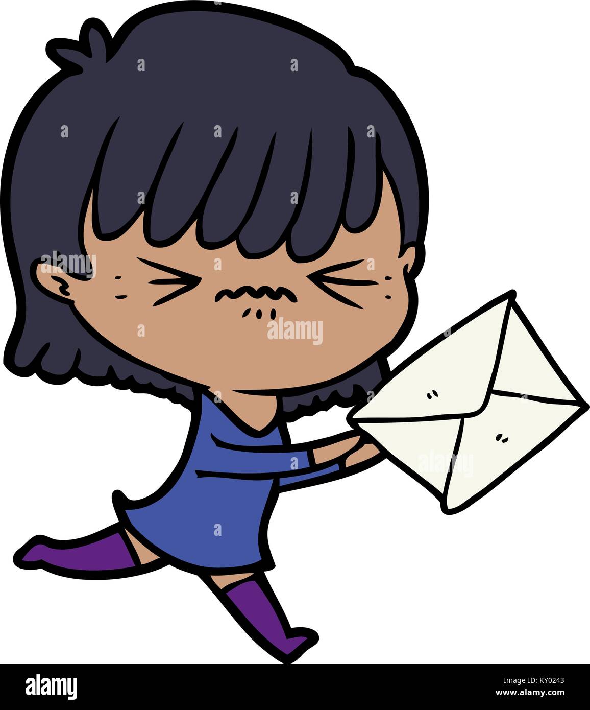 annoyed cartoon girl with letter Stock Vector Image & Art - Alamy