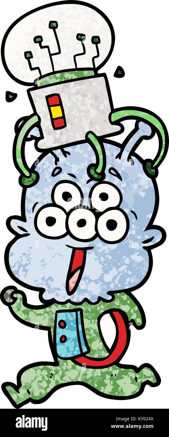 happy cartoon alien running Stock Vector Image & Art - Alamy