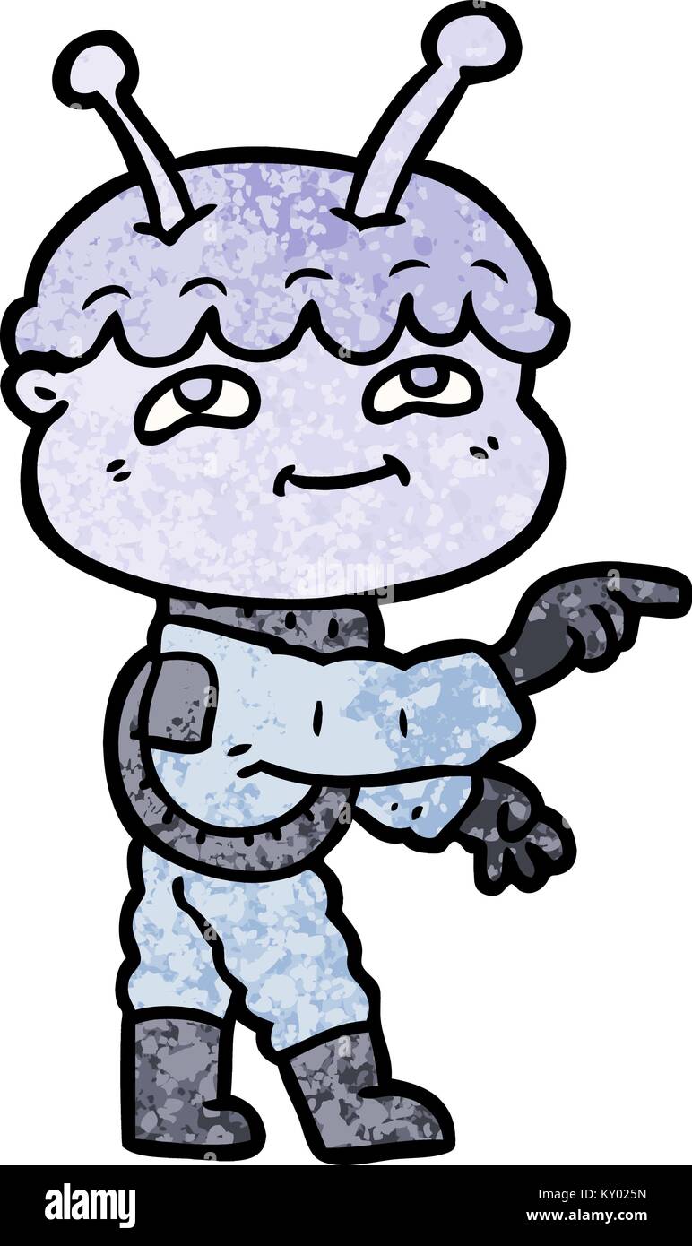 friendly cartoon spaceman pointing Stock Vector Image & Art - Alamy