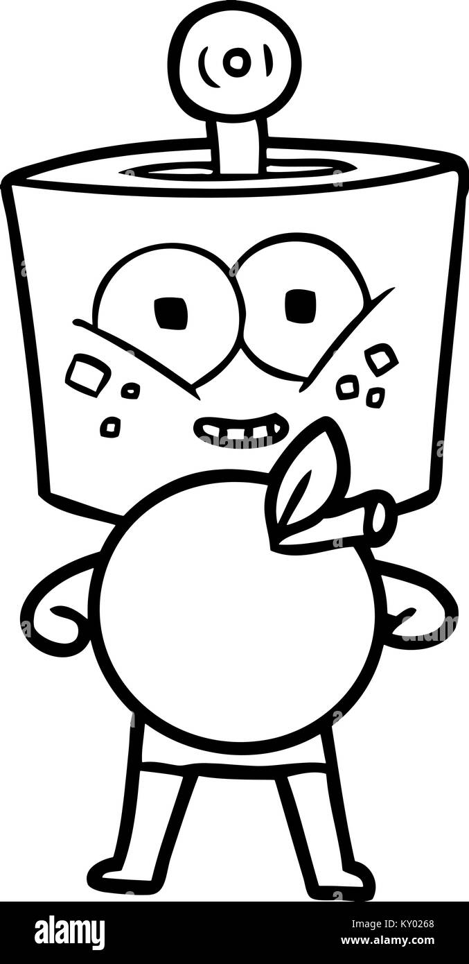 happy cartoon robot with apple Stock Vector Image & Art - Alamy