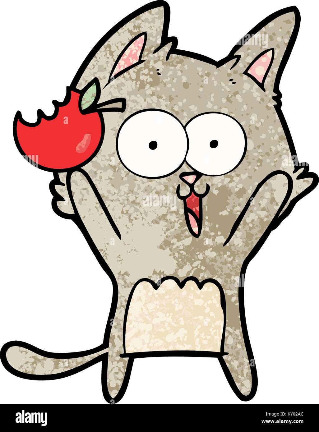 funny cartoon cat with apple Stock Vector Image & Art - Alamy