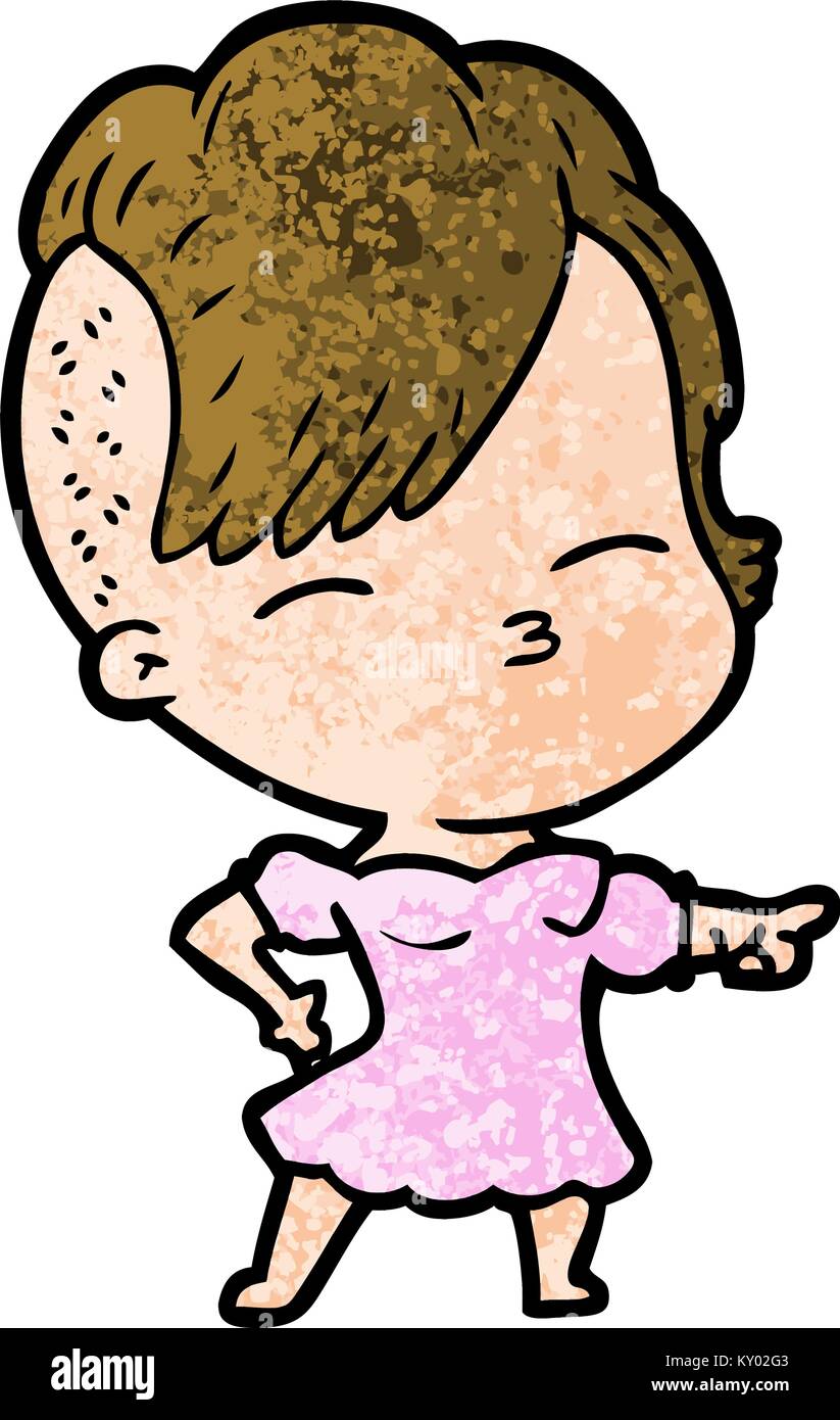 cartoon squinting girl pointing Stock Vector Image & Art - Alamy