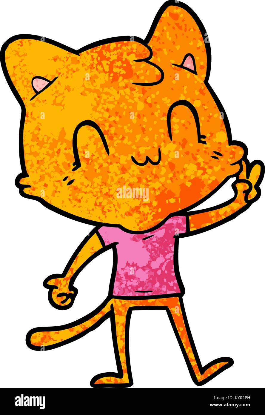 cartoon happy cat giving peace sign Stock Vector Image & Art - Alamy