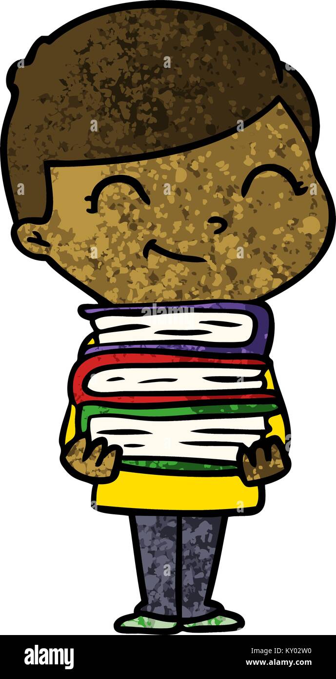 cartoon boy with books smiling Stock Vector Image & Art - Alamy
