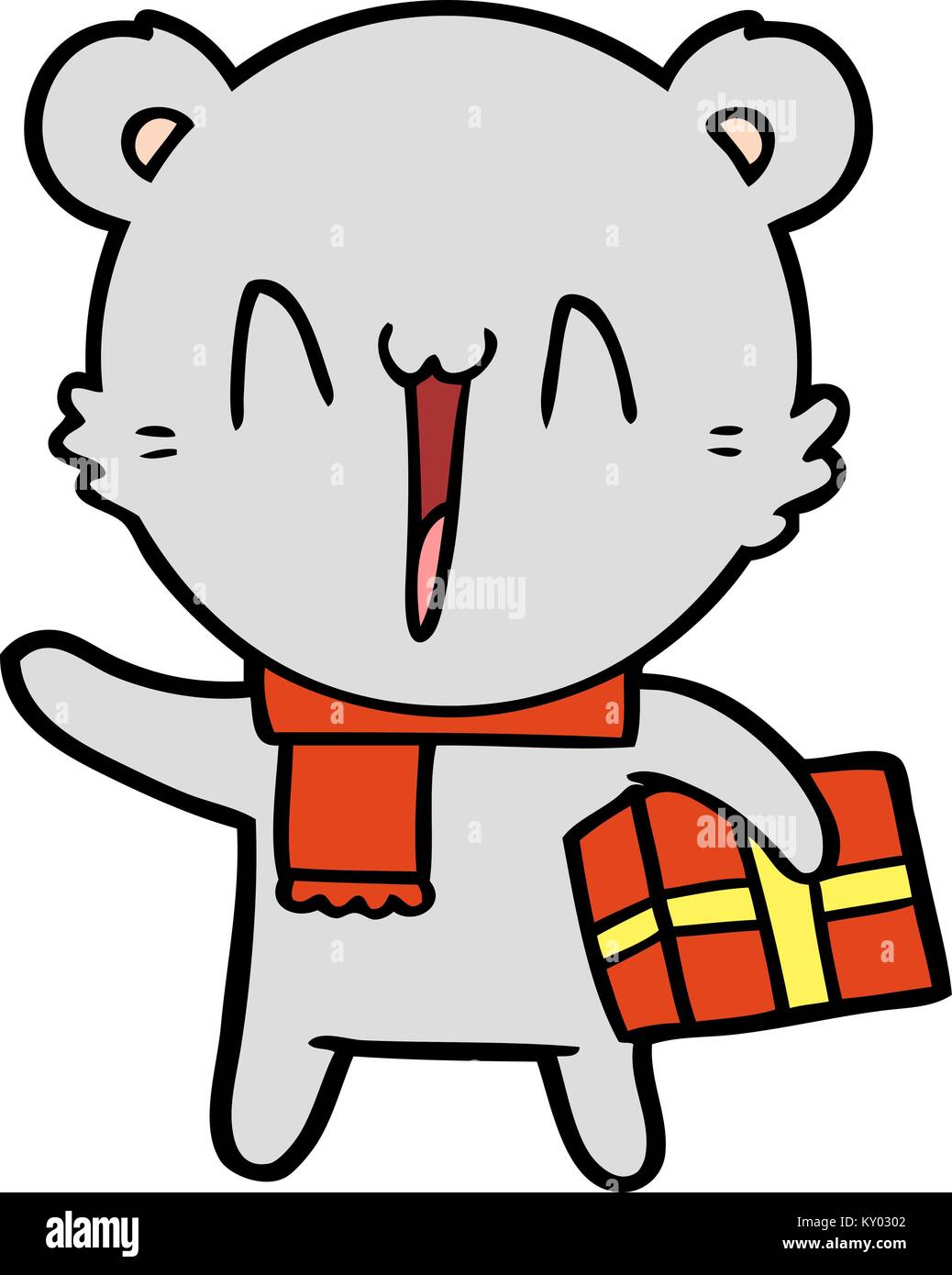 bear cartoon character with present Stock Vector Image & Art - Alamy