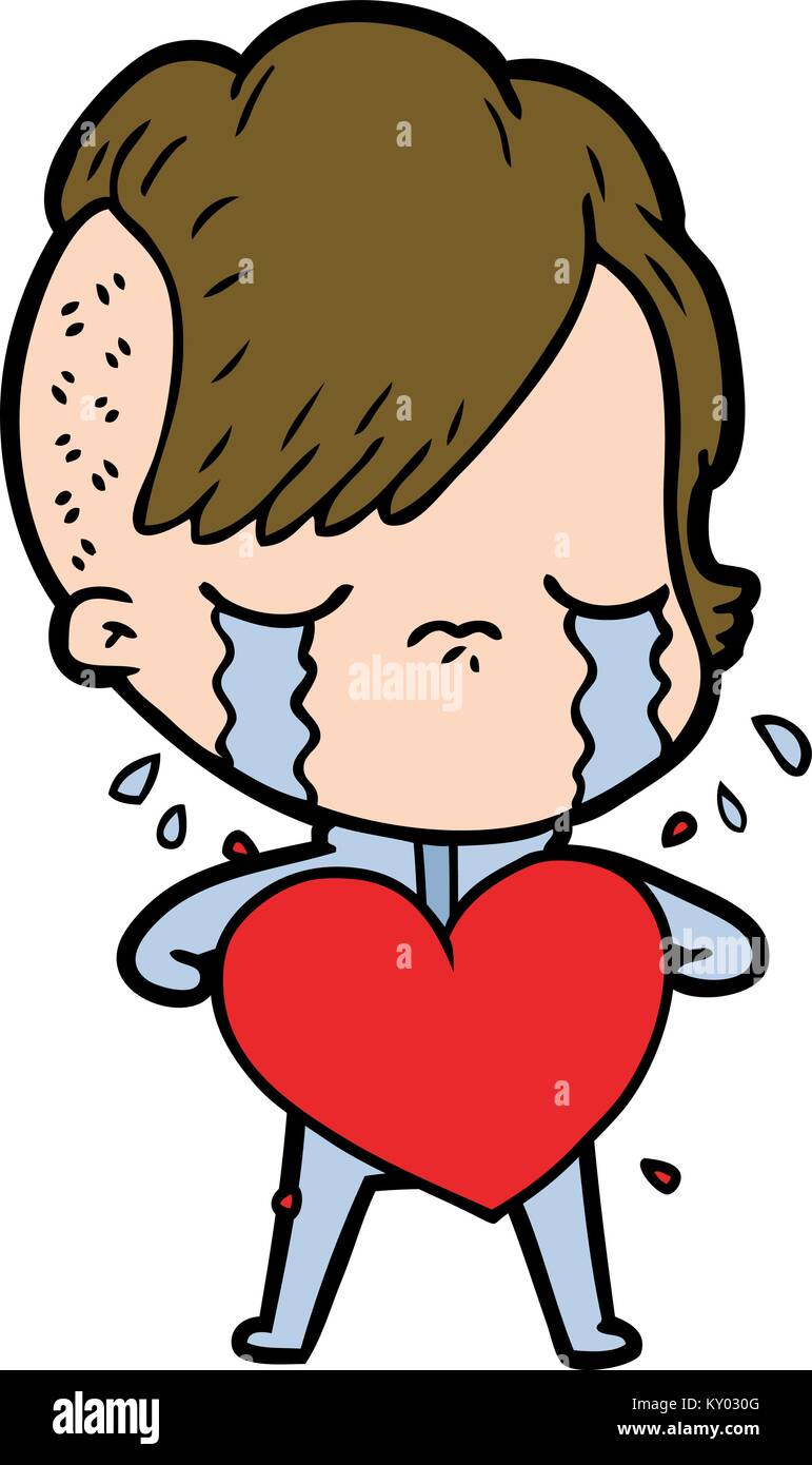 cartoon crying girl with love heart Stock Vector Image & Art - Alamy