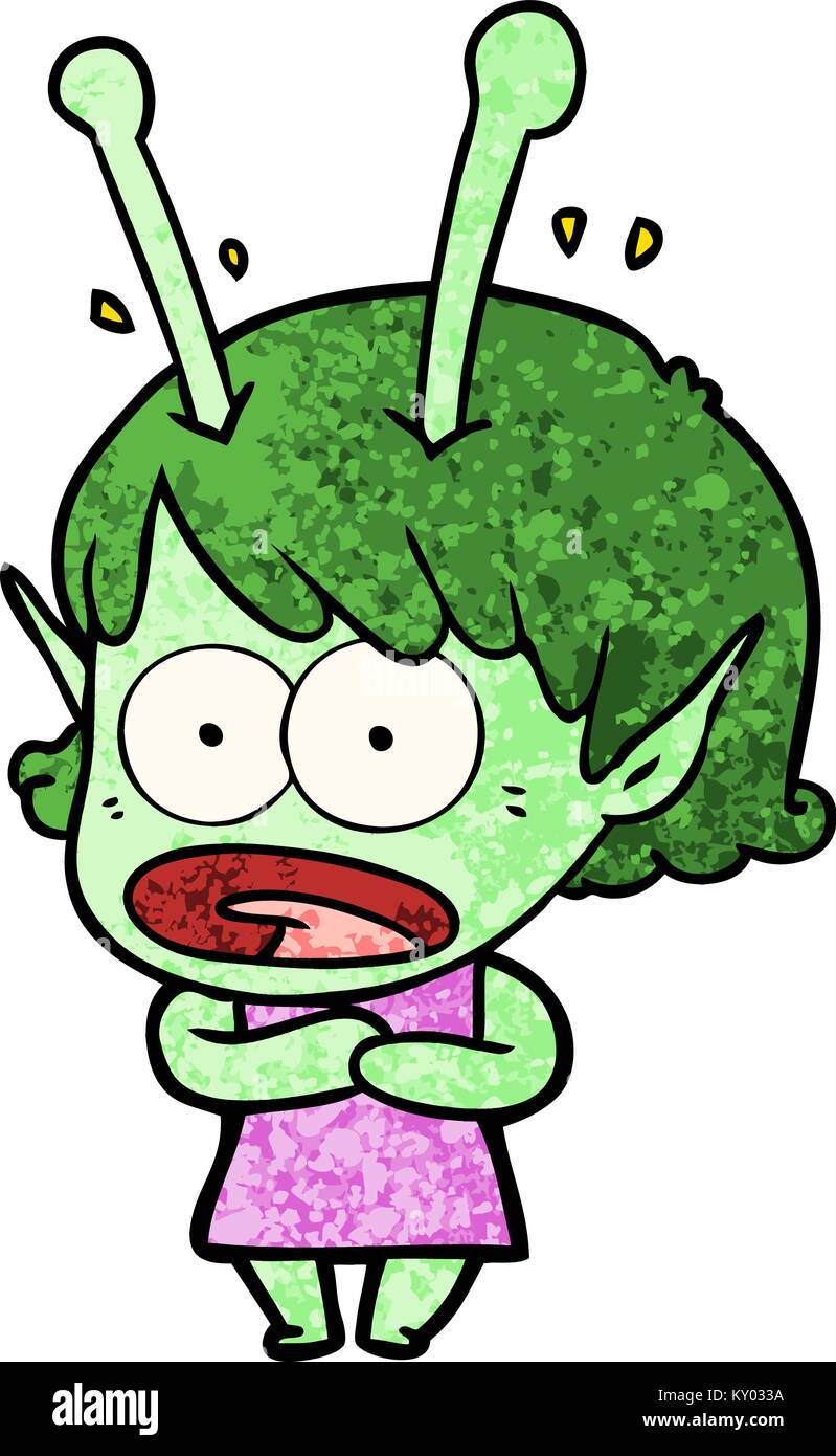 cartoon shocked alien girl Stock Vector Image & Art - Alamy