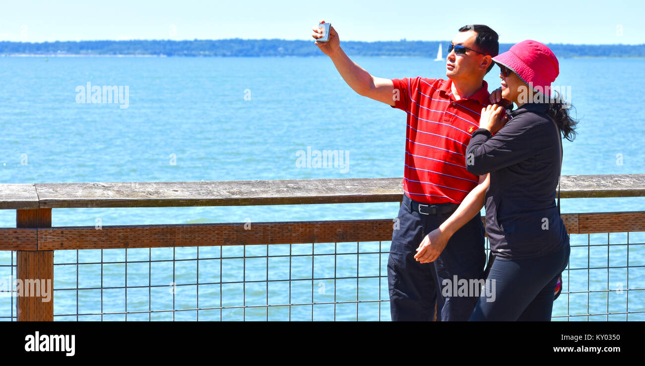 Taking a selfie at Bellingham Bay in the beautiful Boulevard Park ...