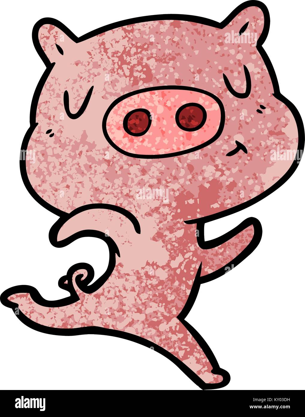 cartoon content pig running Stock Vector Image & Art - Alamy