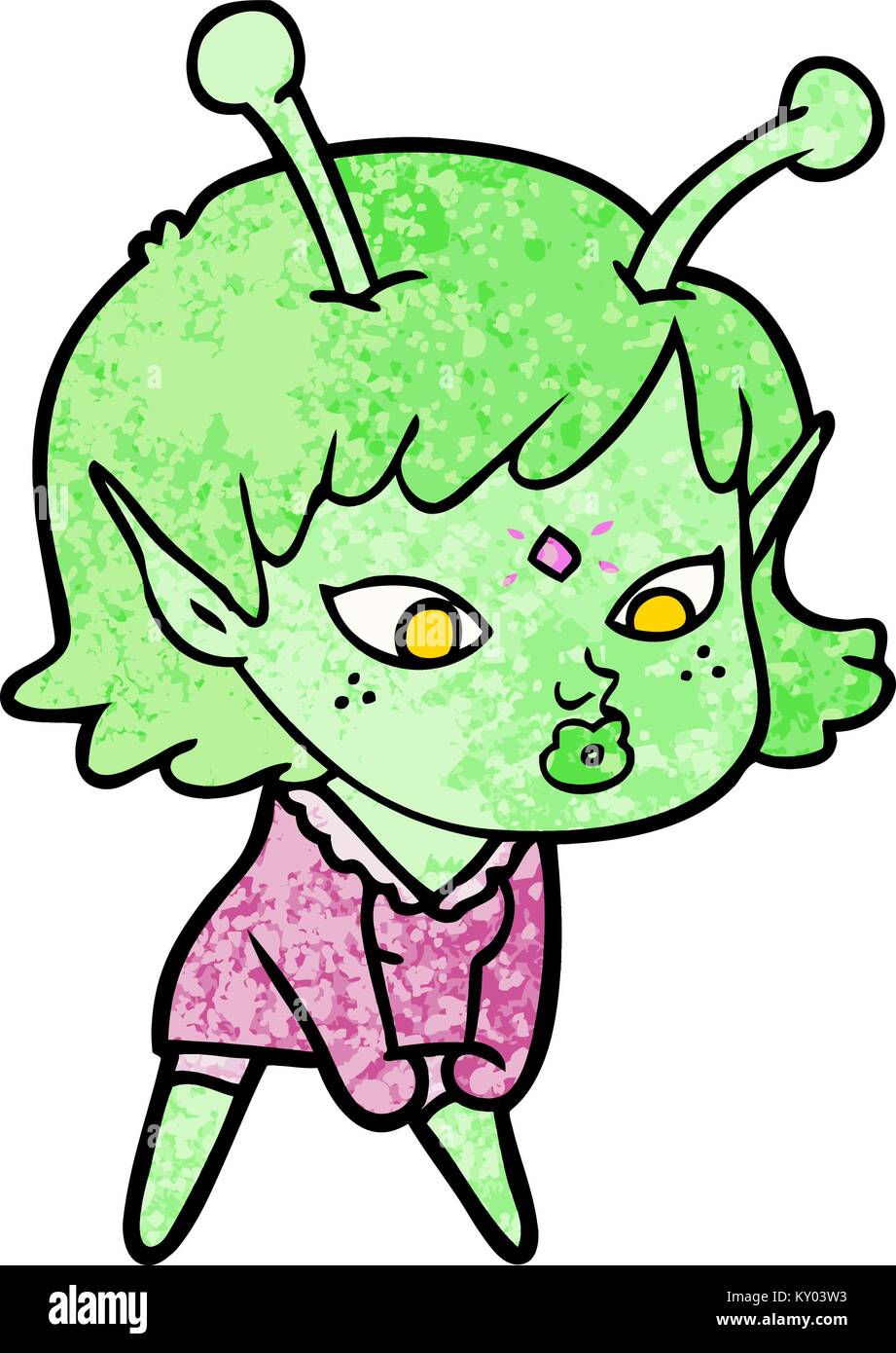 pretty cartoon alien girl Stock Vector Image & Art - Alamy