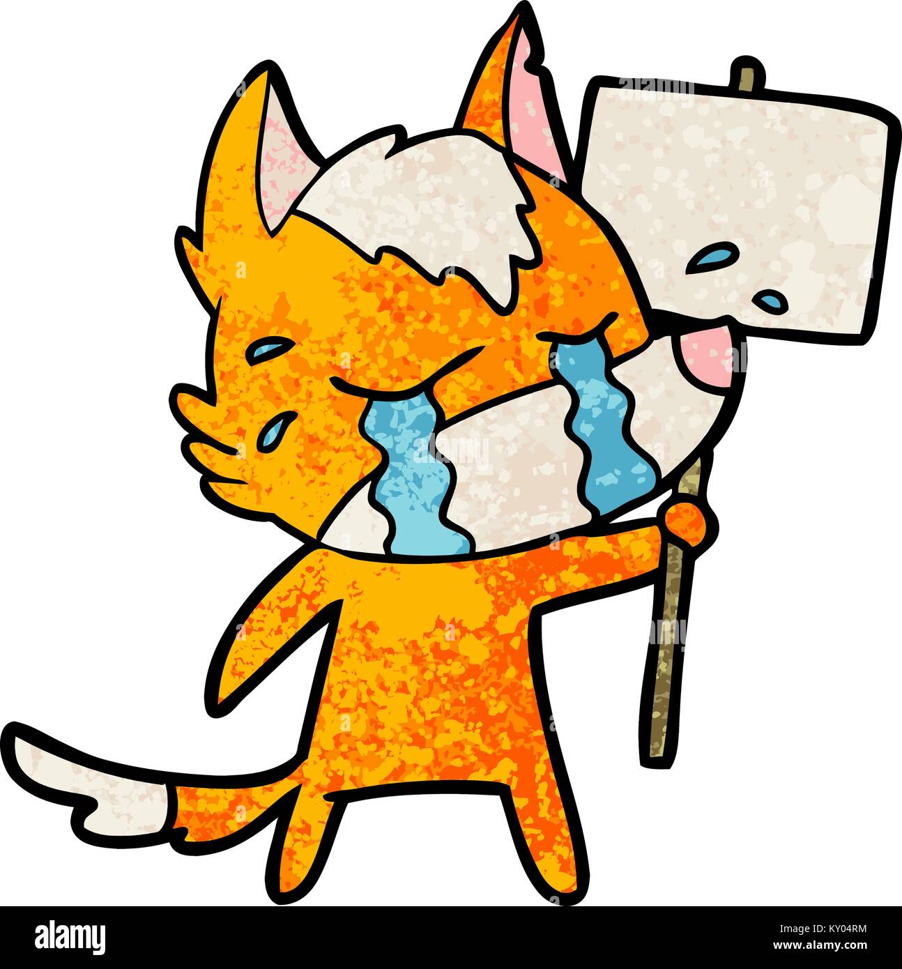 sad little fox cartoon character with protest sign Stock Vector Image ...