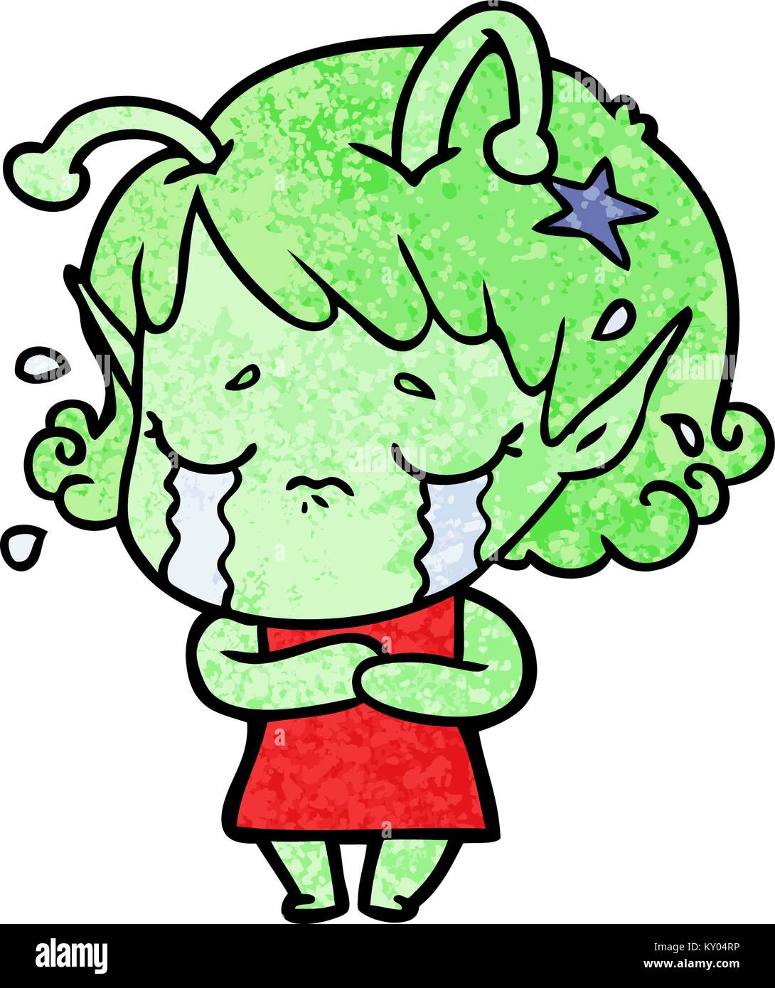 cartoon crying alien girl Stock Vector Image & Art - Alamy