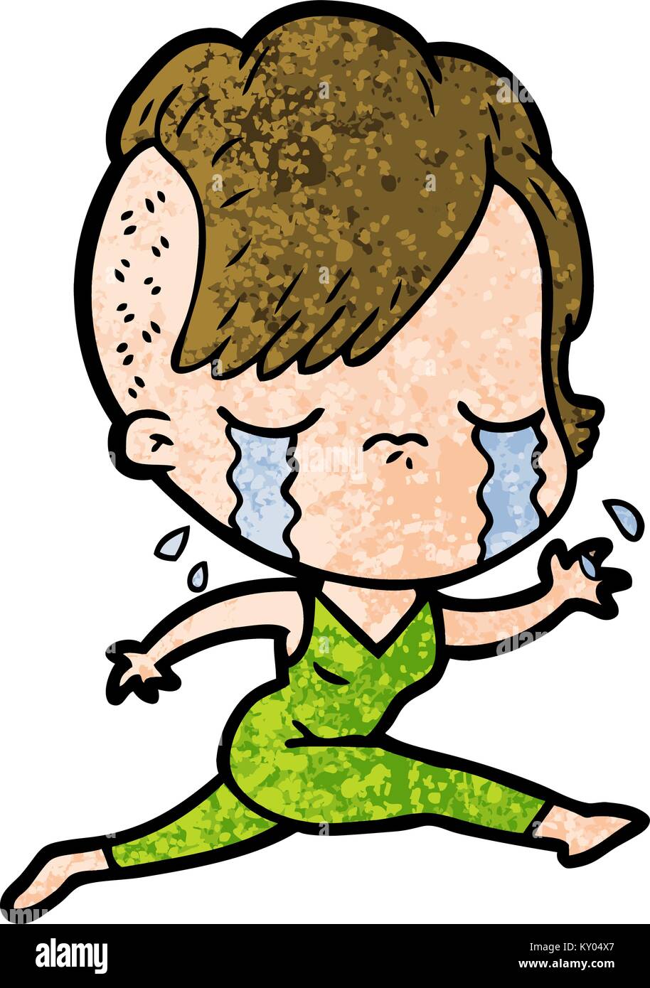 cartoon crying girl running Stock Vector Image & Art - Alamy