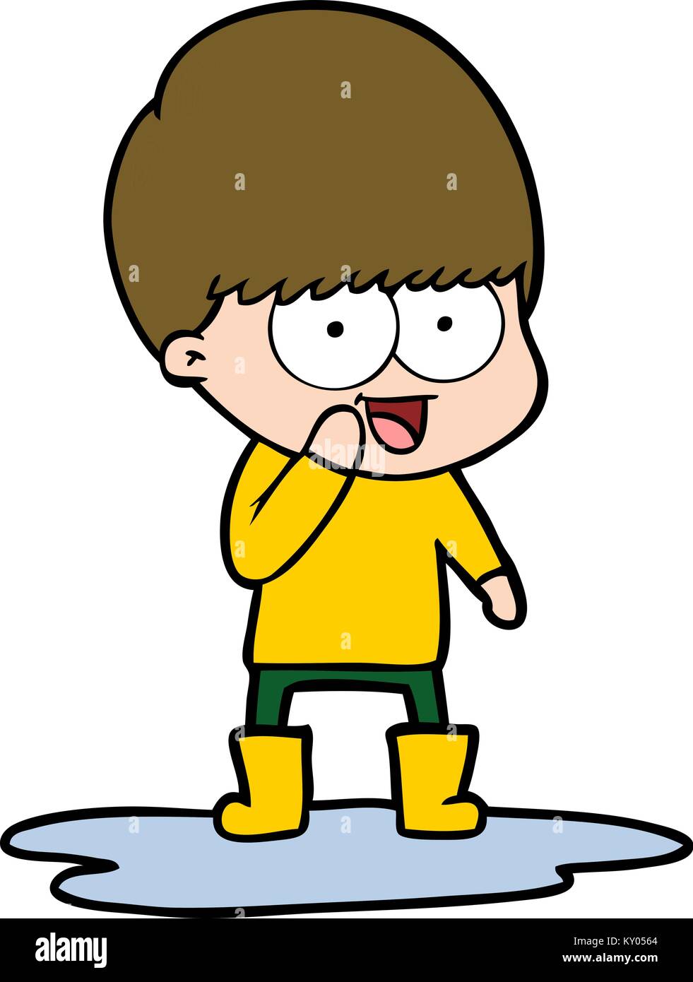happy cartoon boy splashing in puddle Stock Vector Image & Art - Alamy