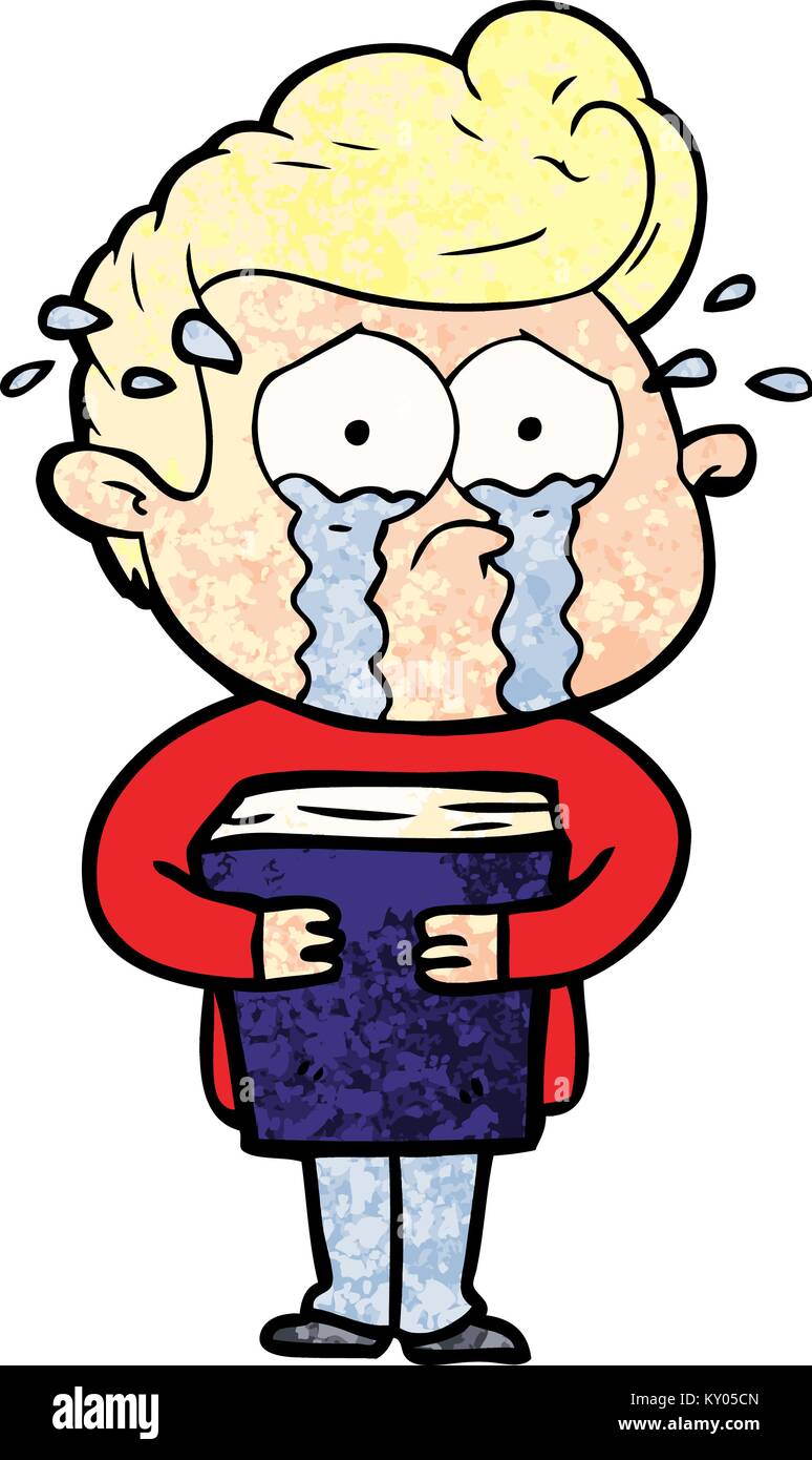 cartoon crying man holding book Stock Vector Image & Art - Alamy