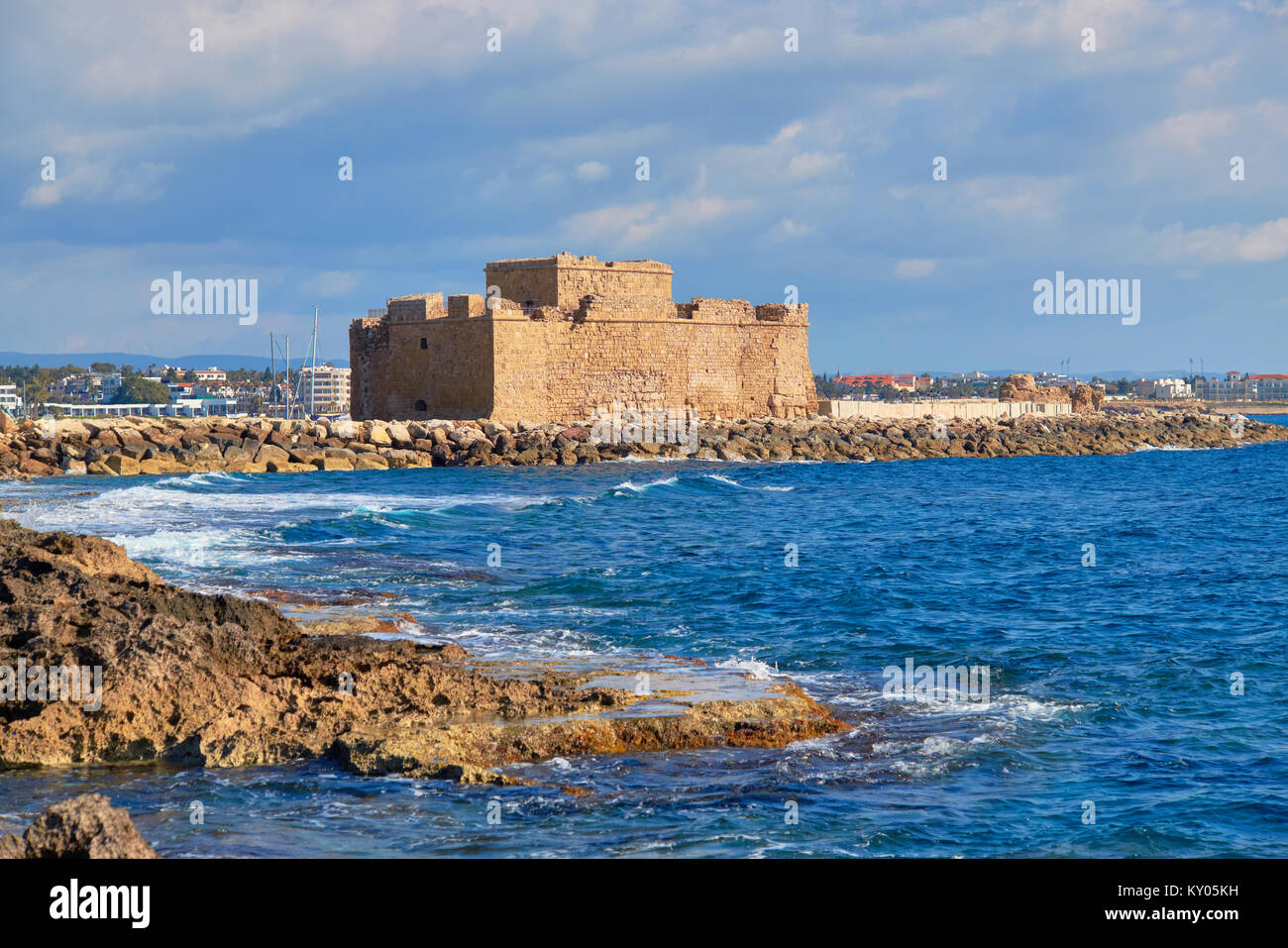 Pafos Harbour Castle, also known as "Turkish Castle" in Pathos, Cyprus ...