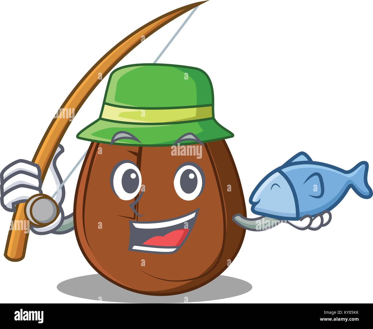 Fishing coffee bean mascot cartoon Stock Vector Image & Art - Alamy