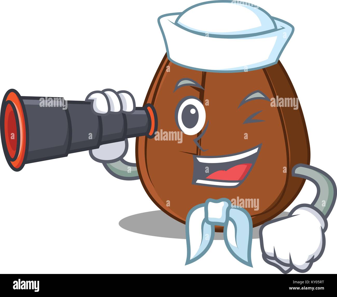Sailor with binocular coffee bean mascot cartoon Stock Vector Image ...