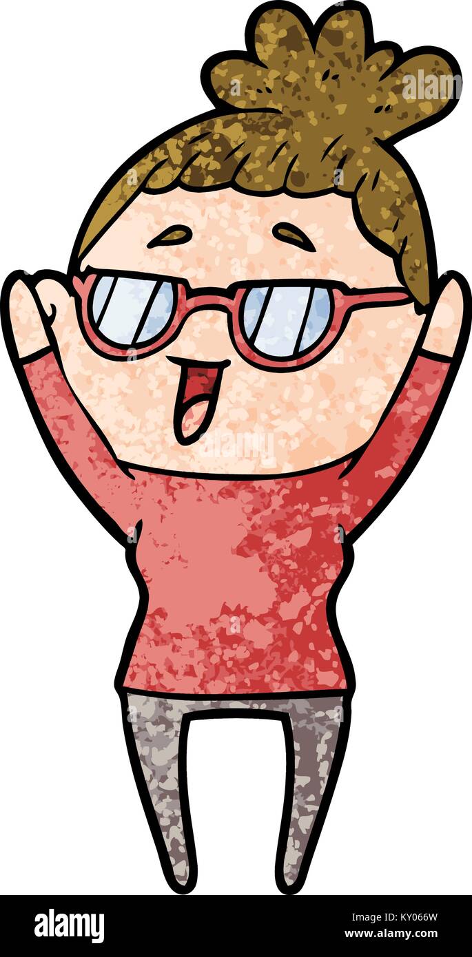 cartoon happy woman wearing spectacles Stock Vector Image & Art - Alamy