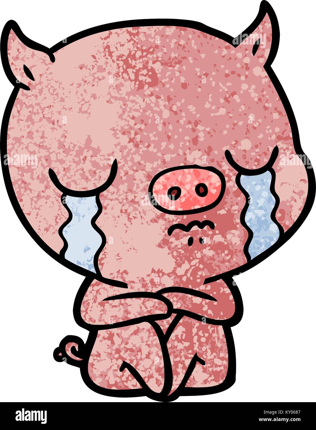 cartoon sitting pig crying Stock Vector Image & Art - Alamy