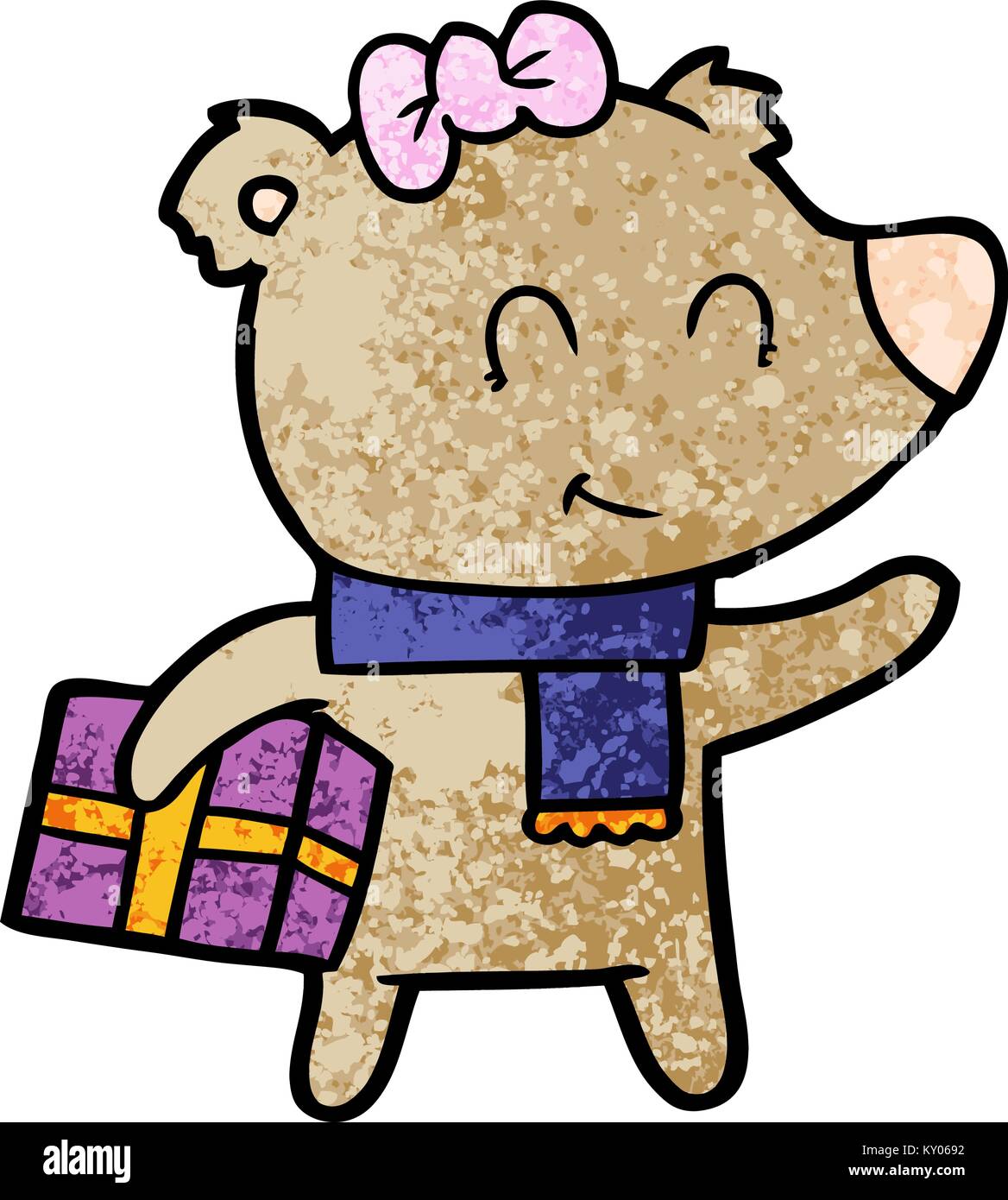 bear cartoon character with present Stock Vector Image & Art - Alamy