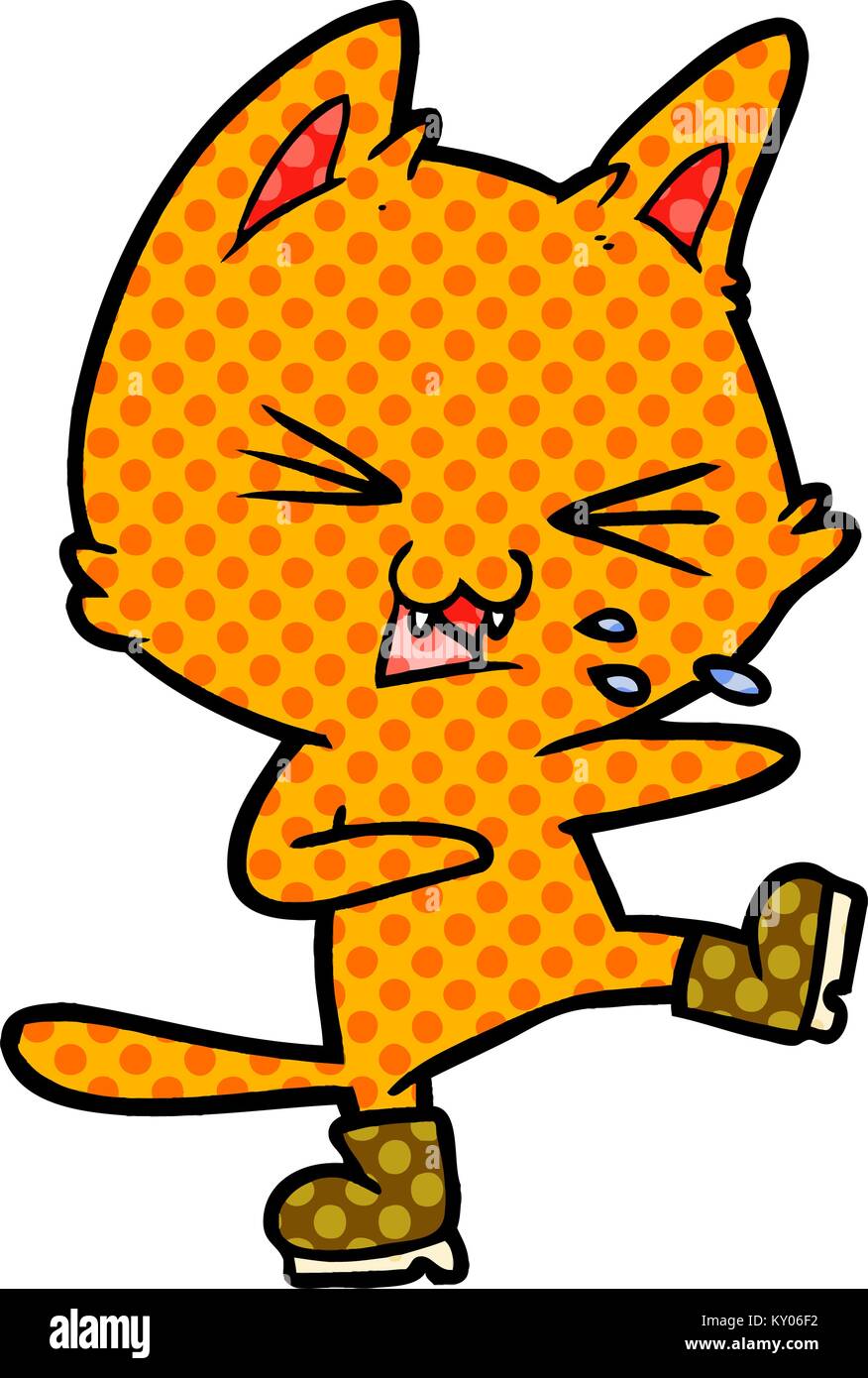 cartoon cat hissing wearing big boots Stock Vector Image & Art - Alamy