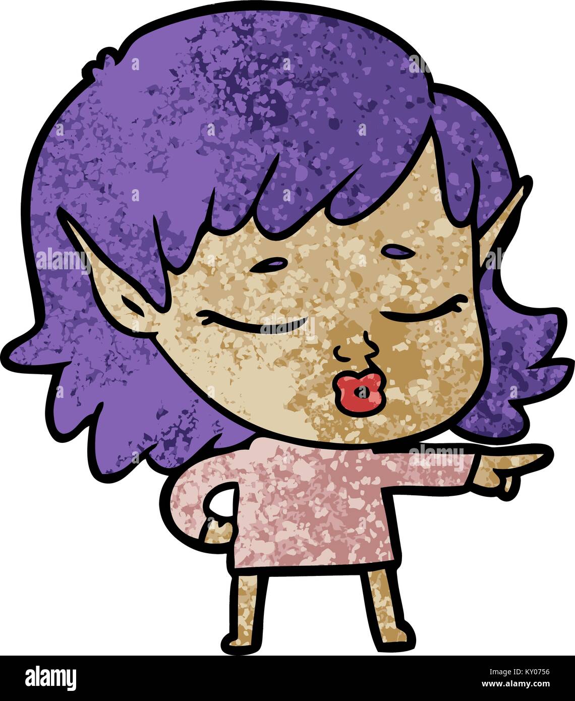 pretty cartoon elf girl pointing Stock Vector Image & Art - Alamy