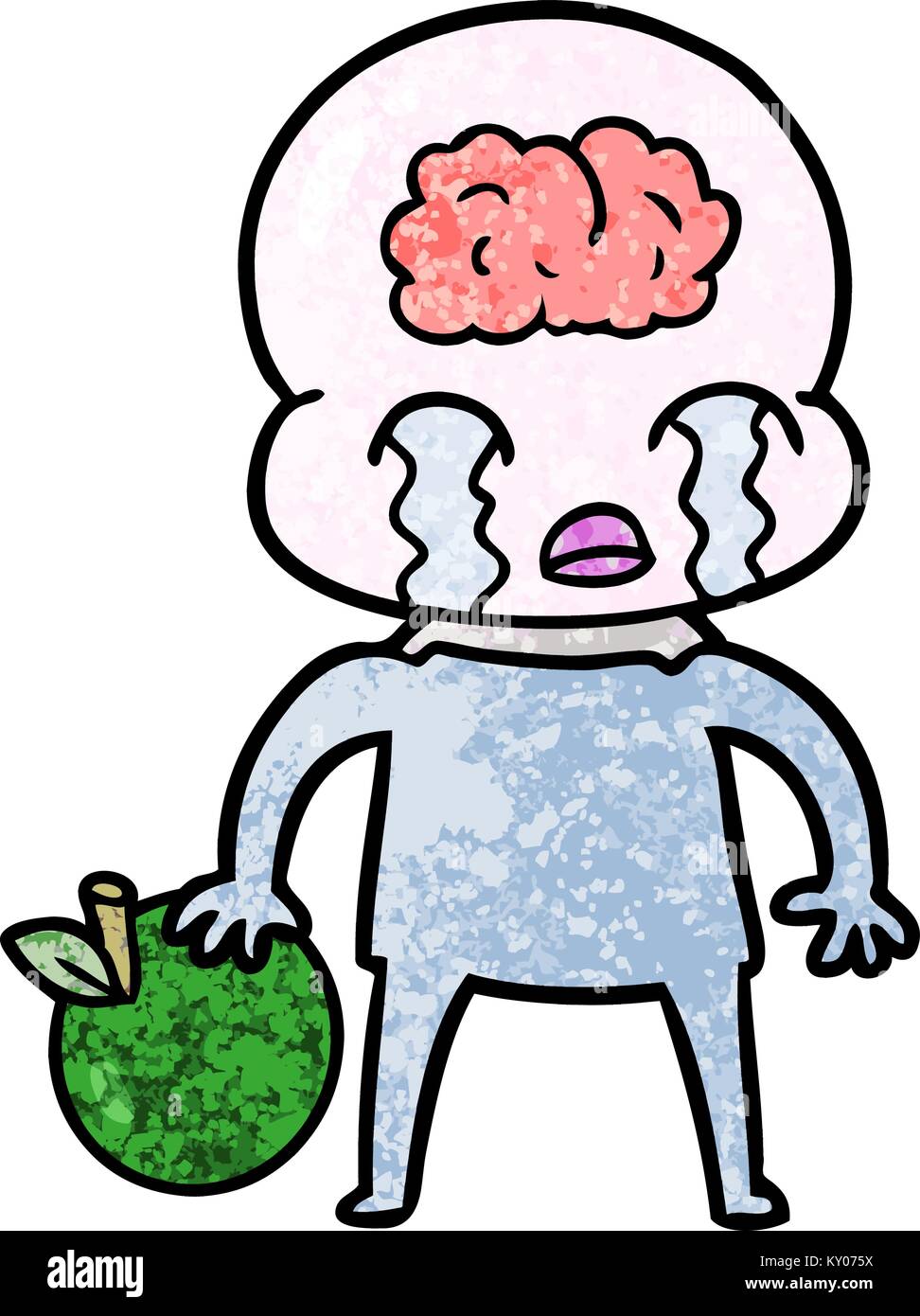 cartoon big brain alien with apple Stock Vector Image & Art - Alamy