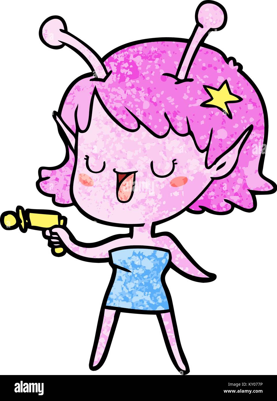 happy alien girl cartoon Stock Vector Image & Art - Alamy