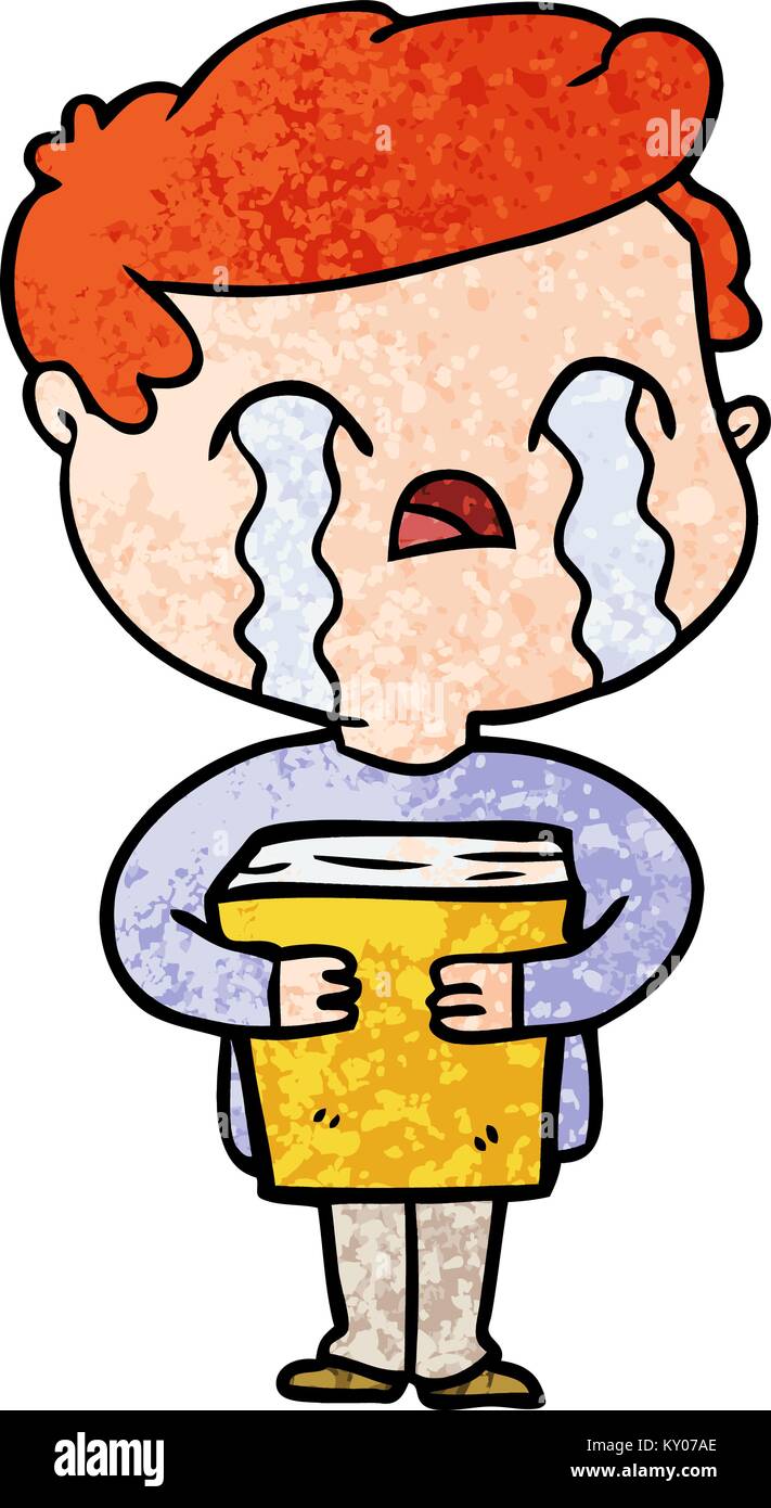 cartoon man crying holding book Stock Vector Image & Art - Alamy