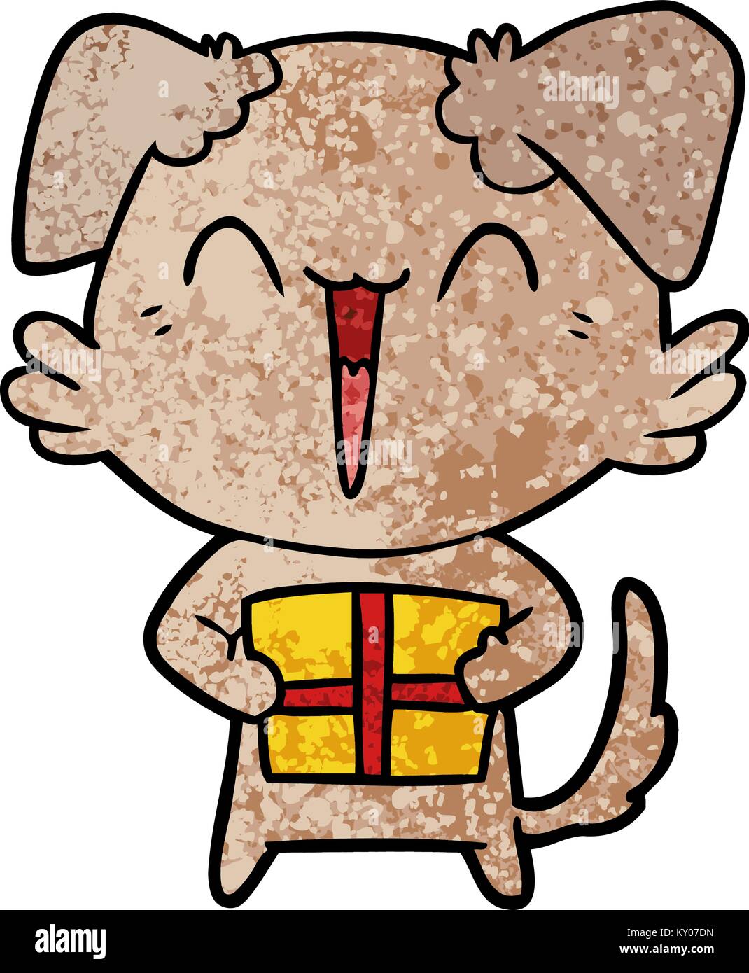 happy little cartoon dog with present Stock Vector Image & Art - Alamy