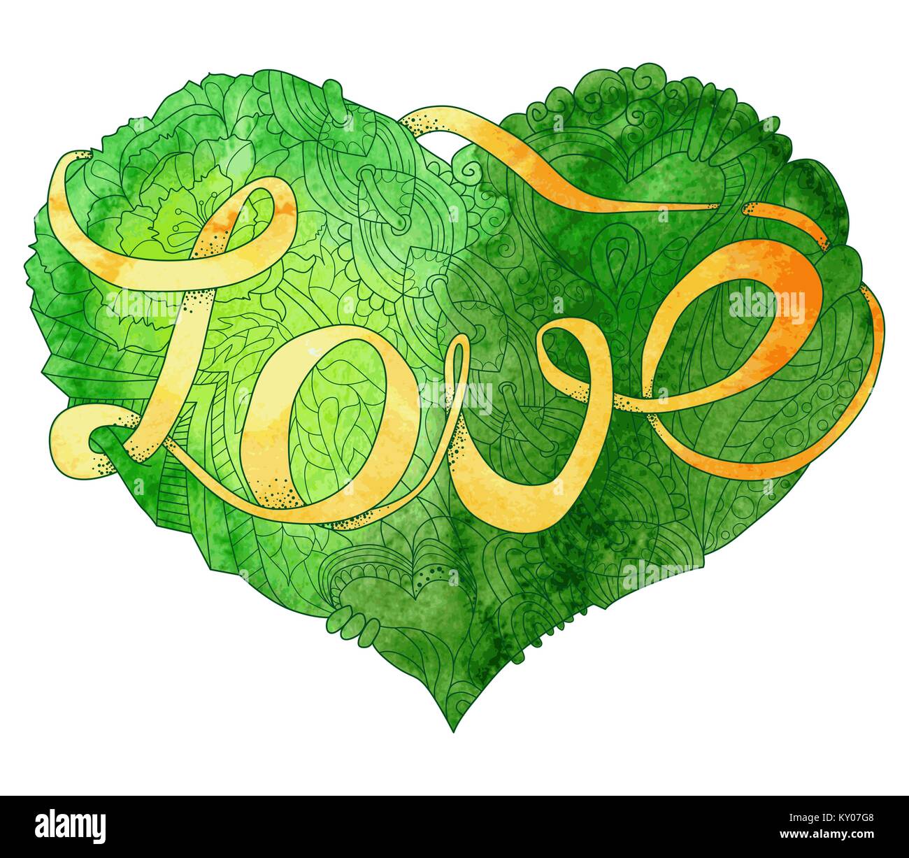 Sketchy doodle green heart illustration Stock Vector Image & Art - Alamy
