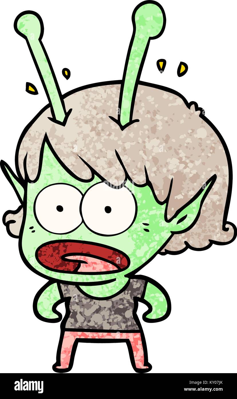 cartoon shocked alien girl Stock Vector Image & Art - Alamy
