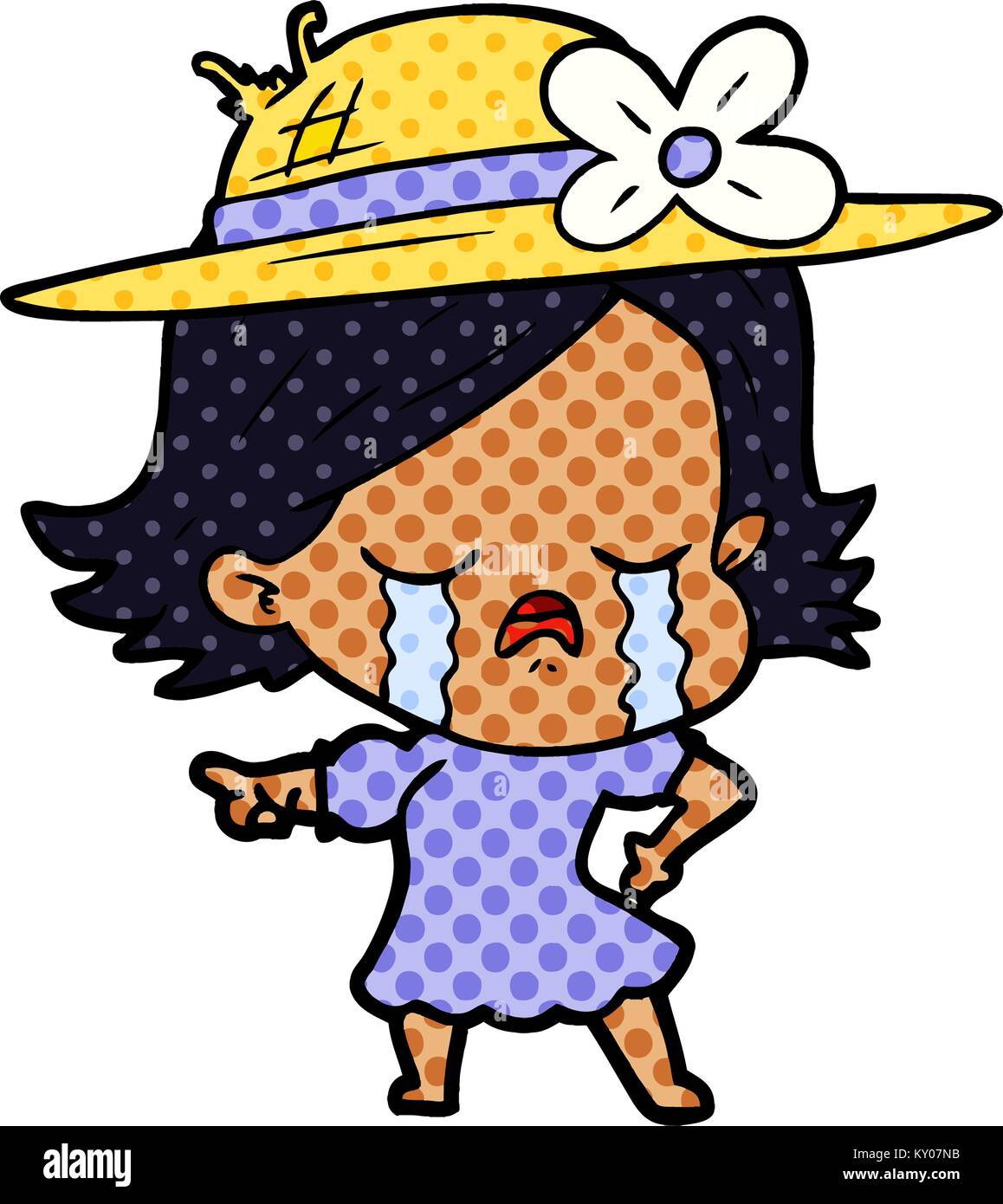 cartoon girl crying and pointing Stock Vector Image & Art - Alamy