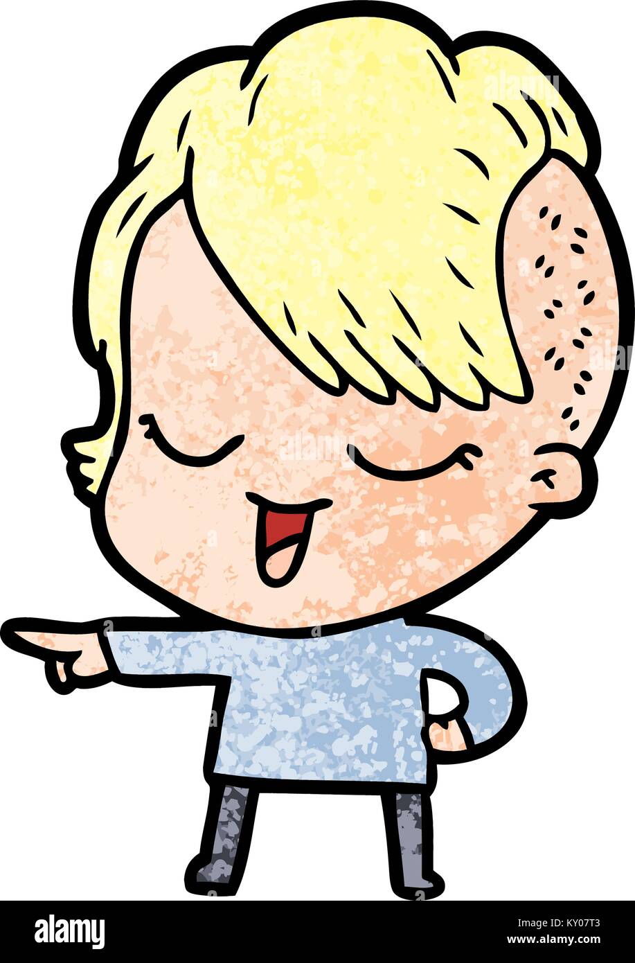 happy cartoon girl pointing Stock Vector Image & Art - Alamy