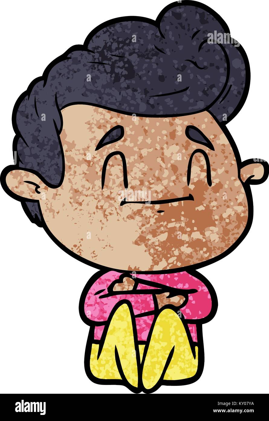 happy cartoon man sitting Stock Vector Image & Art - Alamy