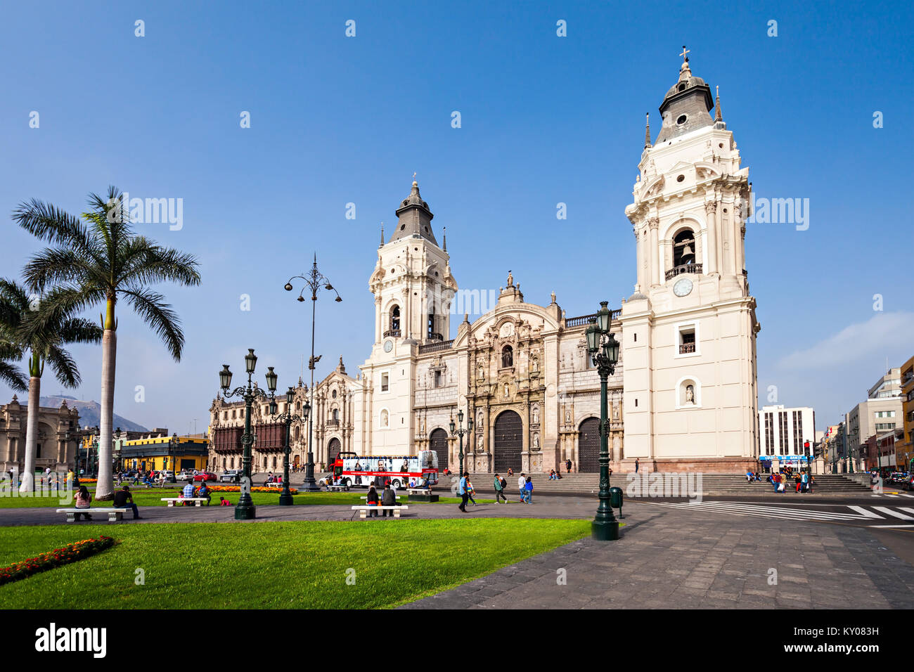 LIMA, PERU - MAY 10, 2015: The Basilica Cathedral of Lima is a Roman ...