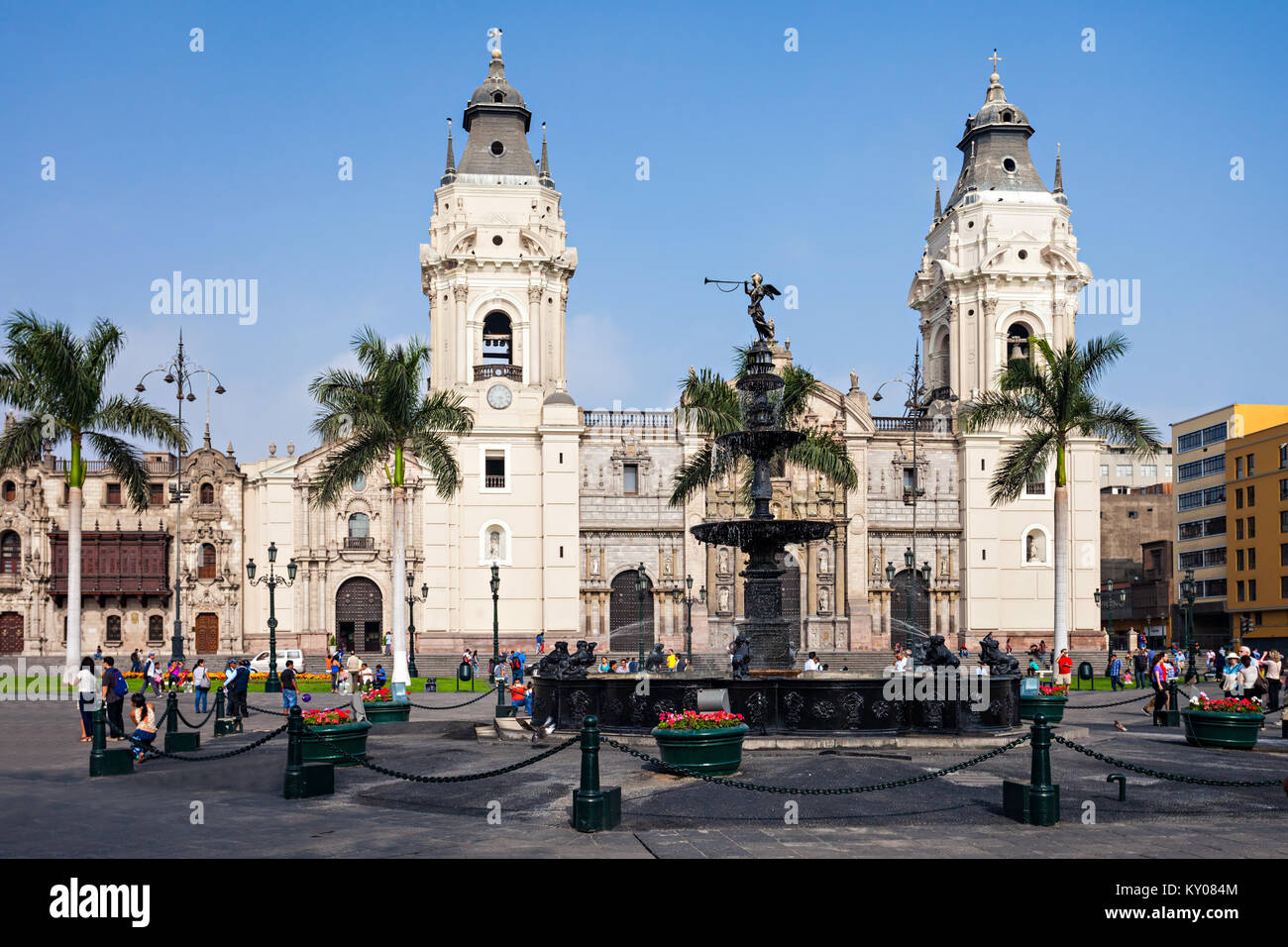 LIMA, PERU - MAY 10, 2015: The Basilica Cathedral of Lima is a Roman ...